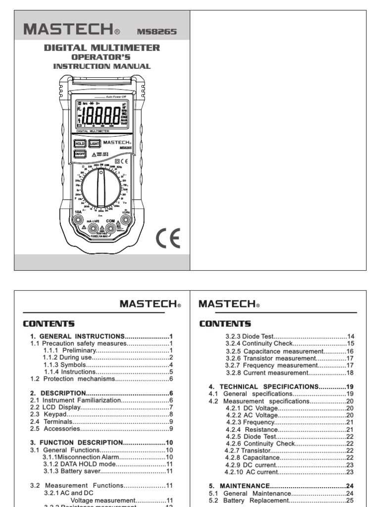 Digital Multimeter: Instruction Manual | PDF | Capacitor | Electrical ...