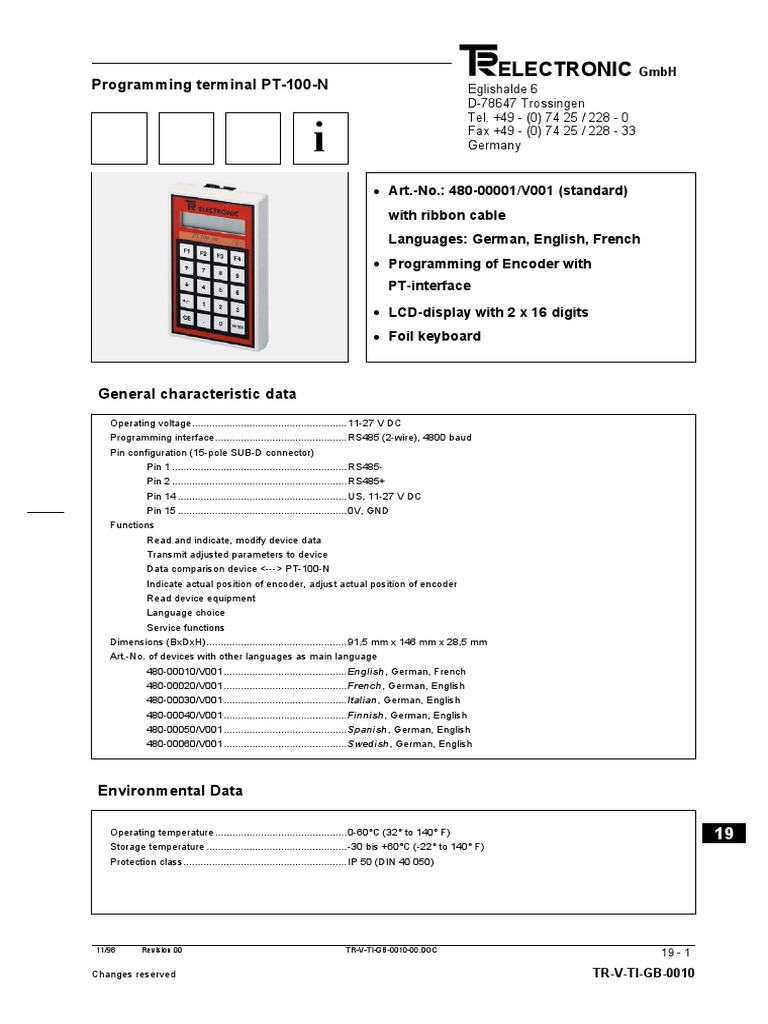 Electronic: Programming Terminal PT-100-N | PDF | Physical Layer ...