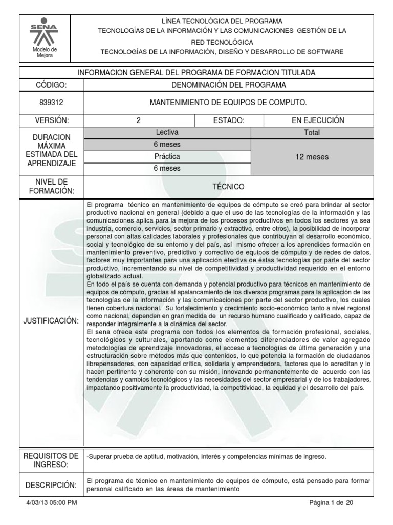 Tecnico Mantenimiento de Equipos de Computo | PDF | Software ...