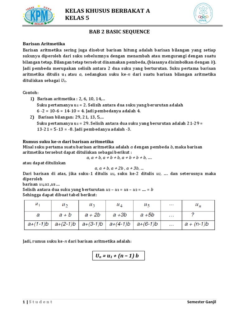 Materi 1 Berbakat A05 MTK Basic Sequence | PDF