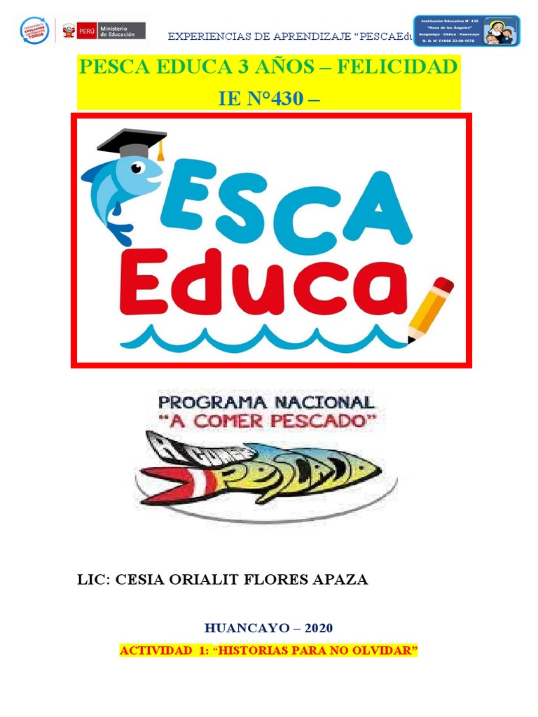 Experiencias de Aprendizaje - PESCA EDUCA | PDF | Aprendizaje | Las ...