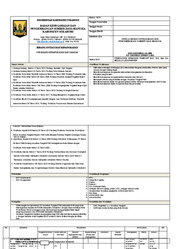 SOP - USUL PANGKAT GOL IV.d Dan IV.e | PDF