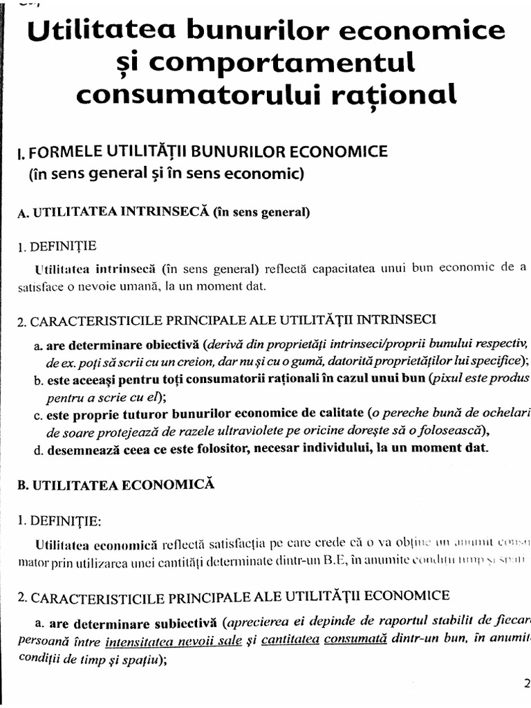 Consumatorul Si Utilitatea | PDF