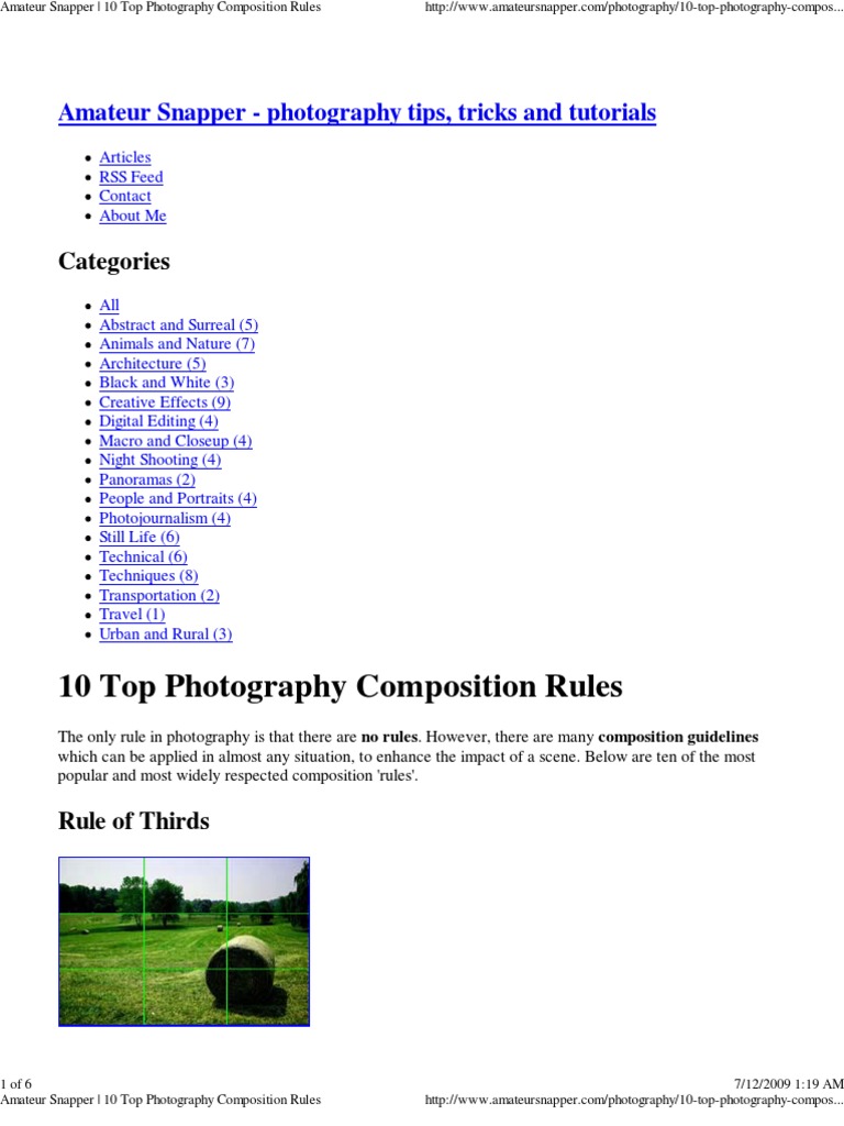 10 Top Photography Composition Rules | PDF | Composition (Visual Arts ...