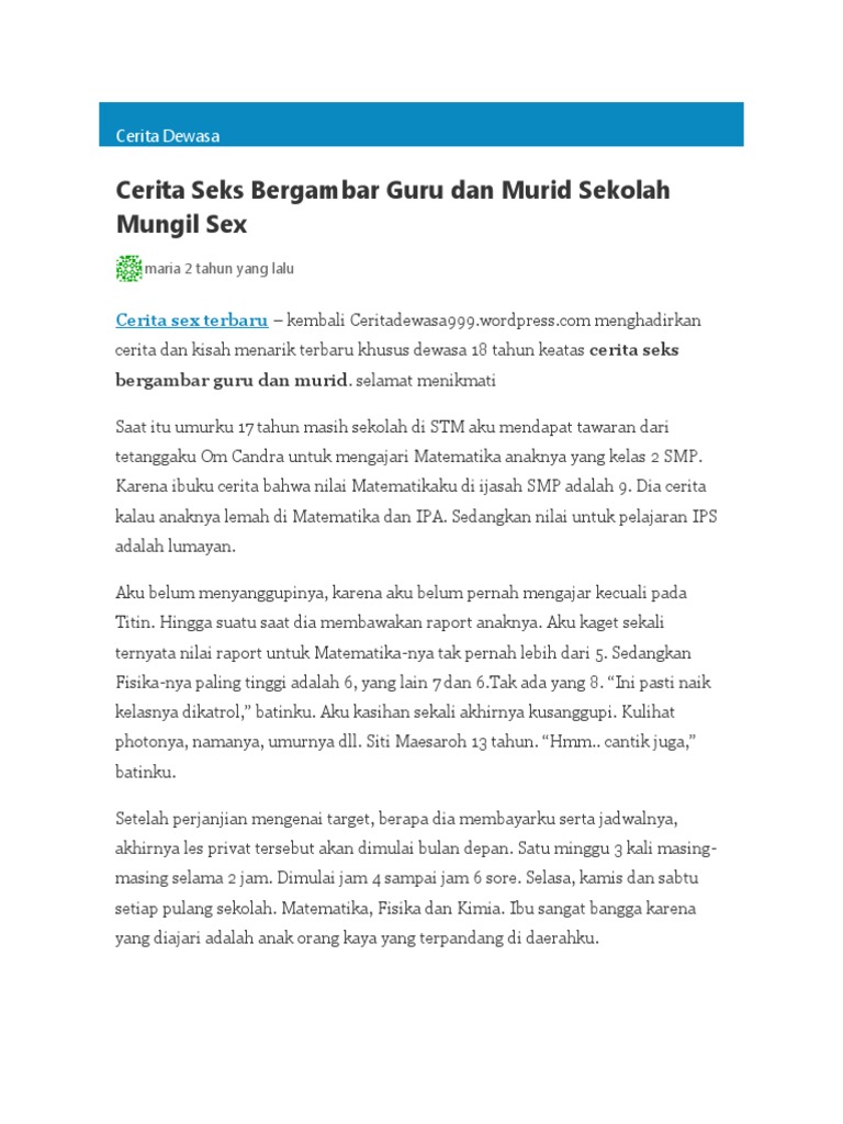 Cerita Seks Guru dan Murid Sekolah | PDF
