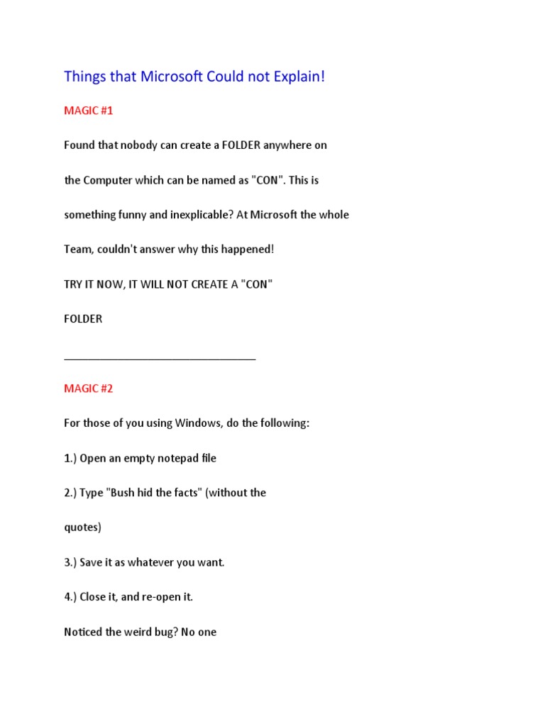 Microsoft Mysteries: Unexplained Bugs | PDF