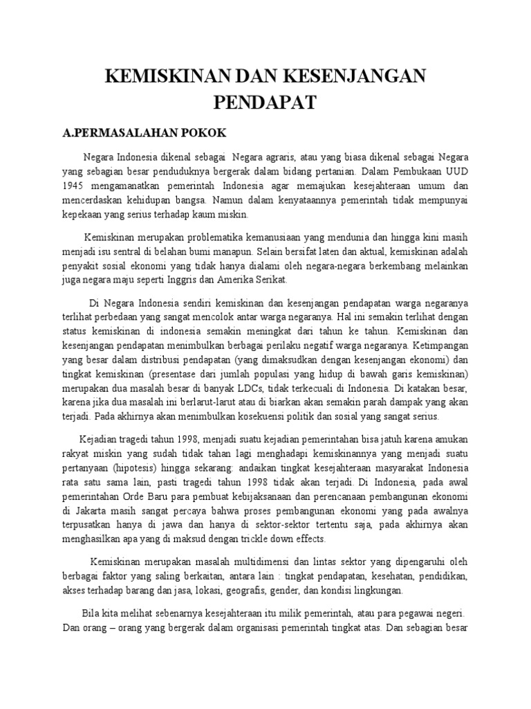 Kemiskinan Dan Kesenjangan Pendapat 2 | PDF