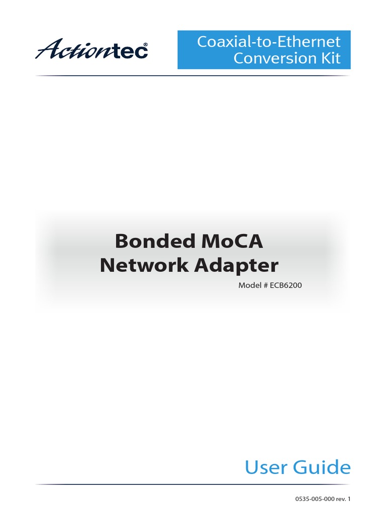 User Guide for the Actiontec ECB6200 Bonded MoCA Network Adapter | PDF ...