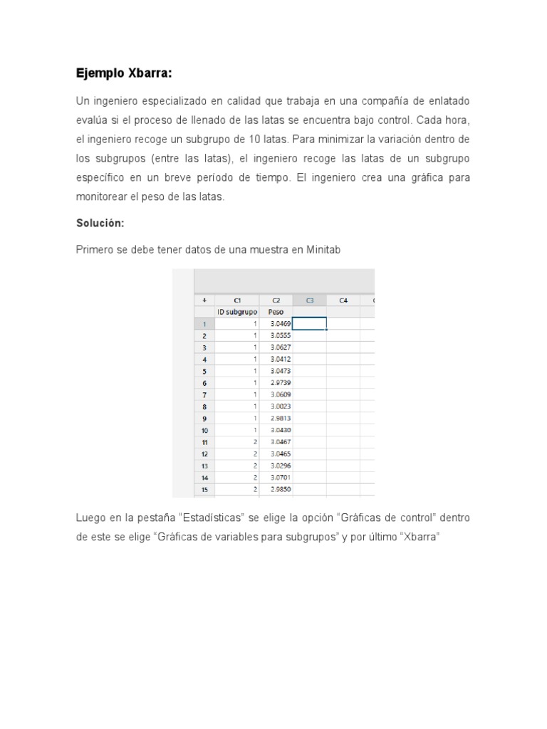 Ejemplos para Minitab | PDF | Desviación Estándar | Estadísticas