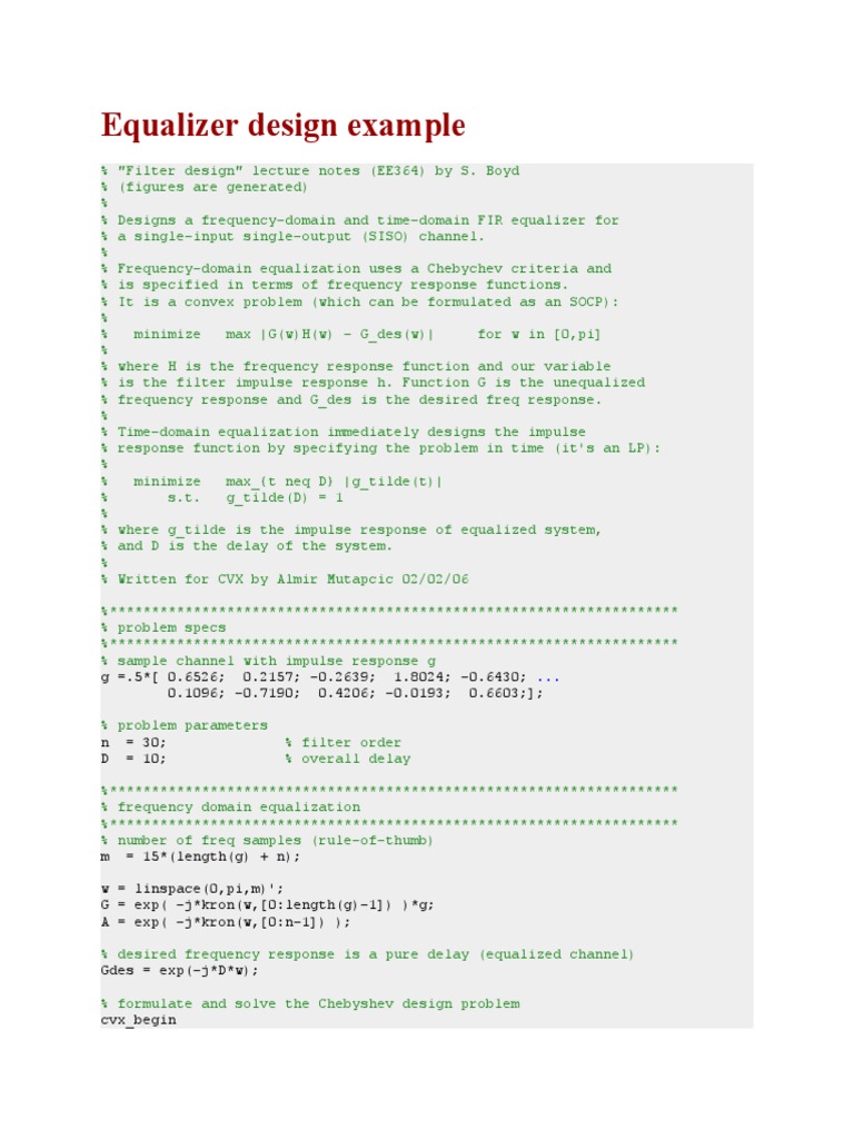 Equalizer Design Example | PDF | Equalization (Audio) | Electronics