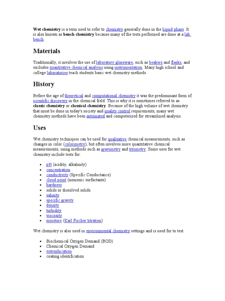 Wet Chem | PDF | Titration | Chemistry