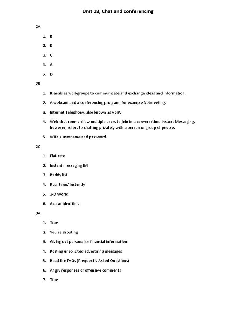 Unit 18 Chat and Conferencing | PDF