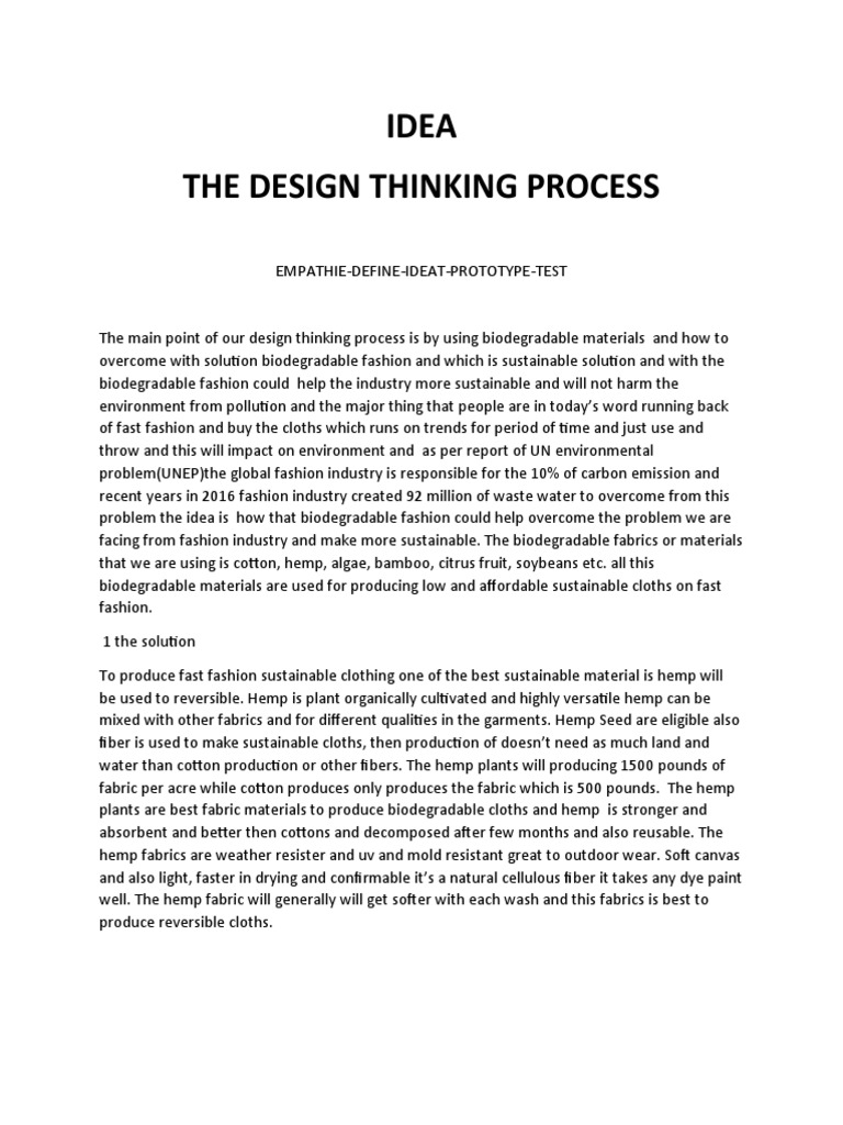 Idea The Design Thinking Process | PDF | Textiles | Clothing