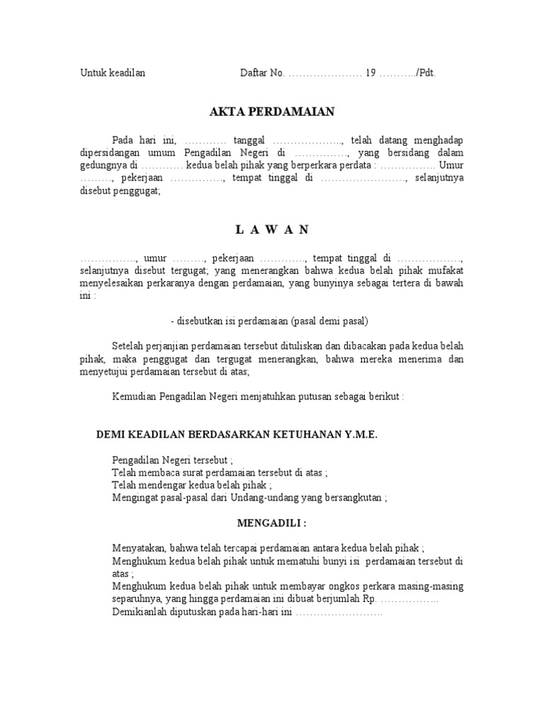 Contoh Akta Perdamaian | PDF