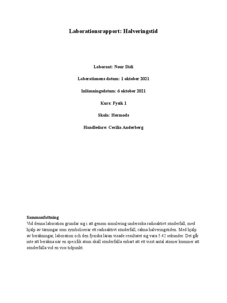 Kopia Av Halveringstid | PDF