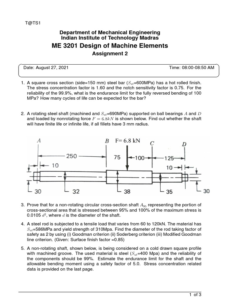 ME3201 Tutorial2 | PDF
