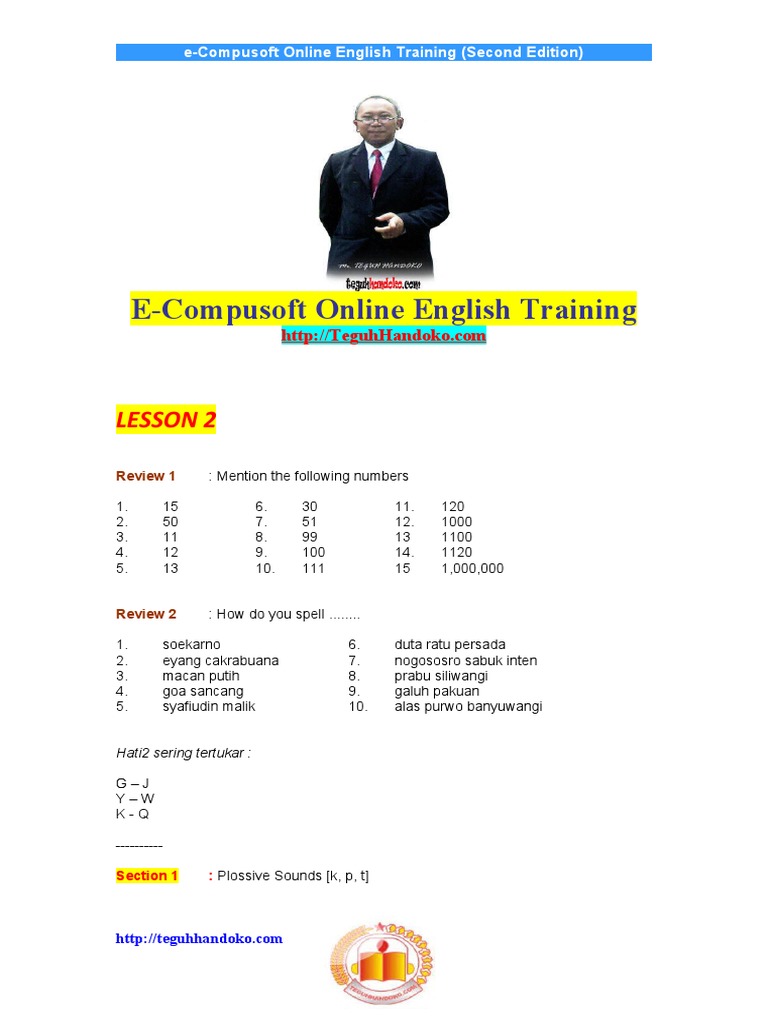 E-Compusoft Online English Training: Lesson 2 | PDF