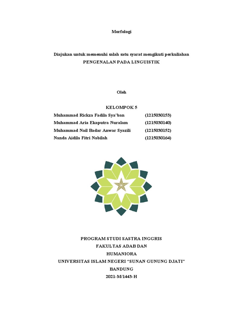 Makalah Morfologi (Kelompok 5) | PDF | Seni & Disiplin Bahasa | Kajian Bahasa Asing