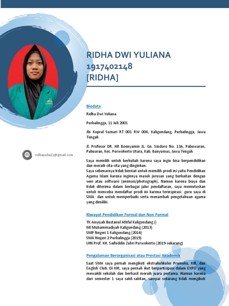 Form Perkenalan - Ridha Dwi Yuliana - 1917402148 - 5 PAI A | PDF