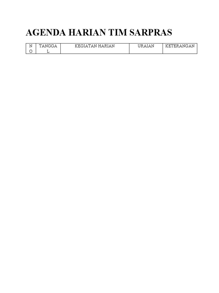 Agenda Harian Tim Sarpras | PDF