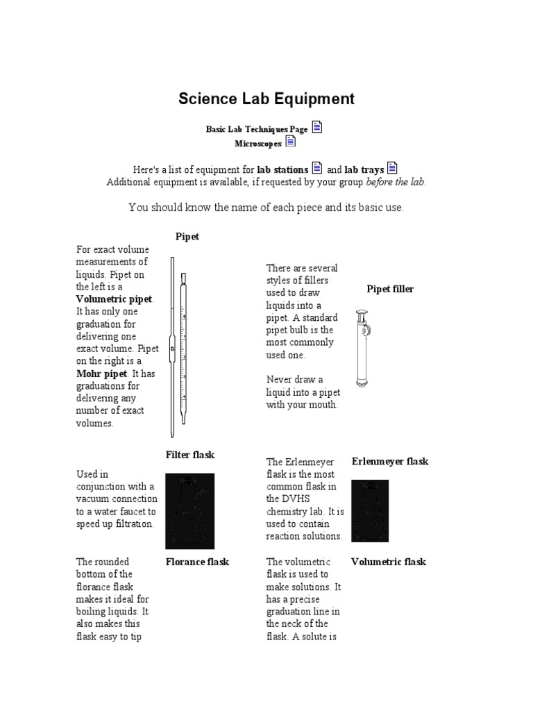 Science Lab Equipment | PDF | Filtration | Chemistry