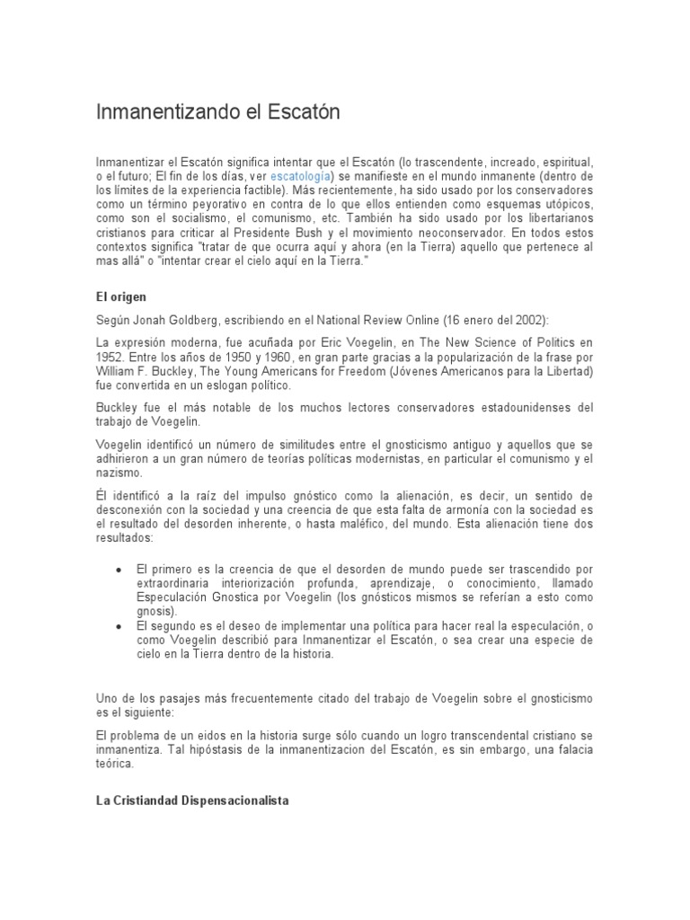 Inmanentizando El Escatón | PDF | Gnosticismo | Verdad