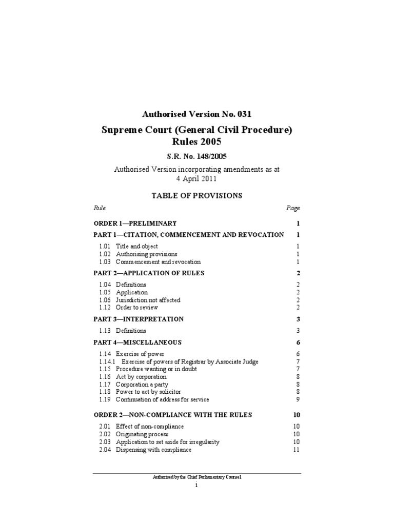 Supreme Court Civil Procedure Rules 2005 | PDF | Discovery (Law ...