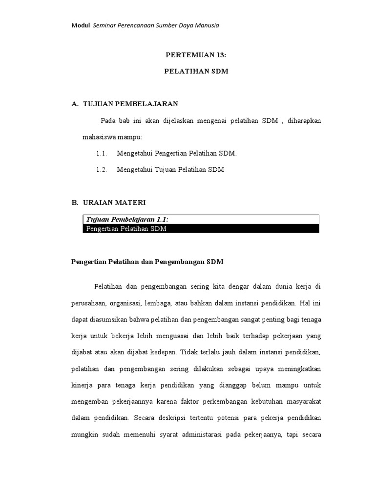 Pelatihan SDM | PDF | Karier & Perkembangan