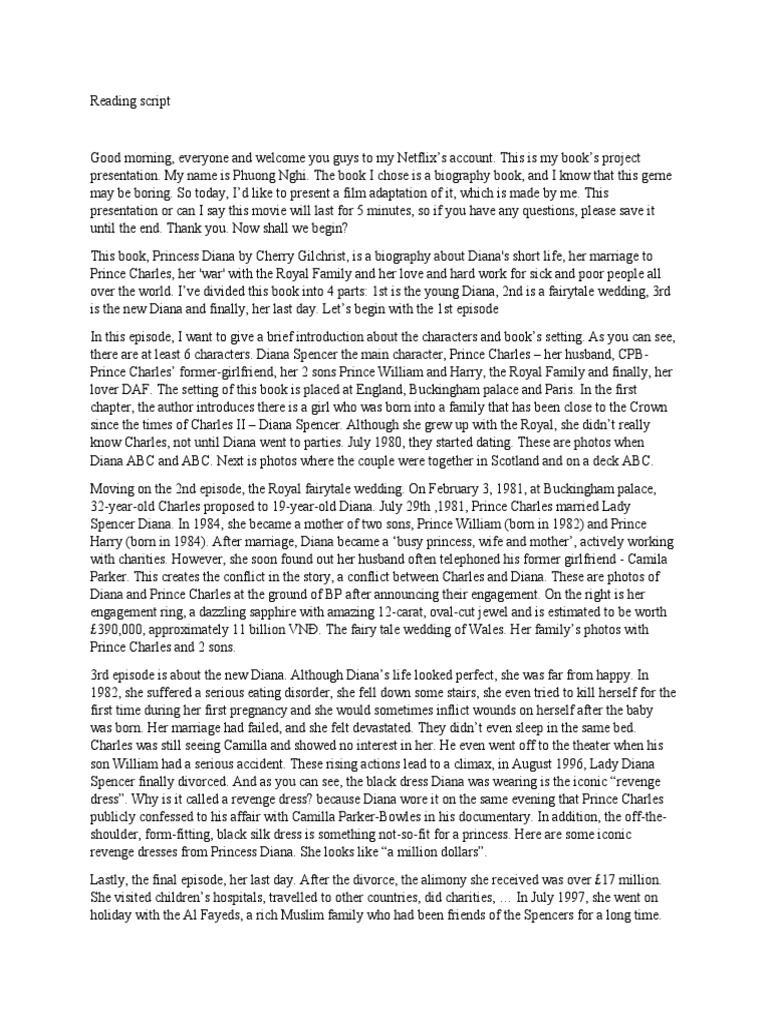 Reading Script | PDF | Diana