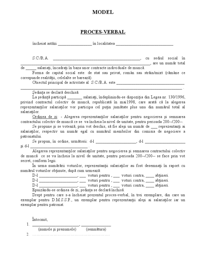MODEL Proces-Verbal Alegere Reprez Salariati