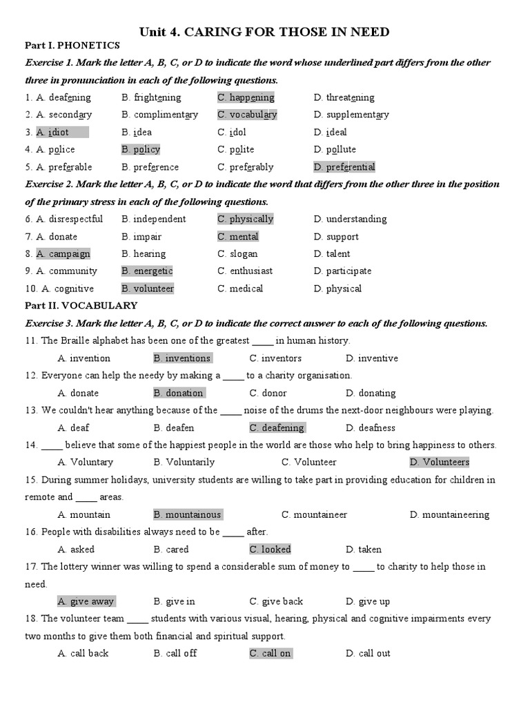 Unit 4. Caring For Those in Need: Part I. Phonetics | PDF