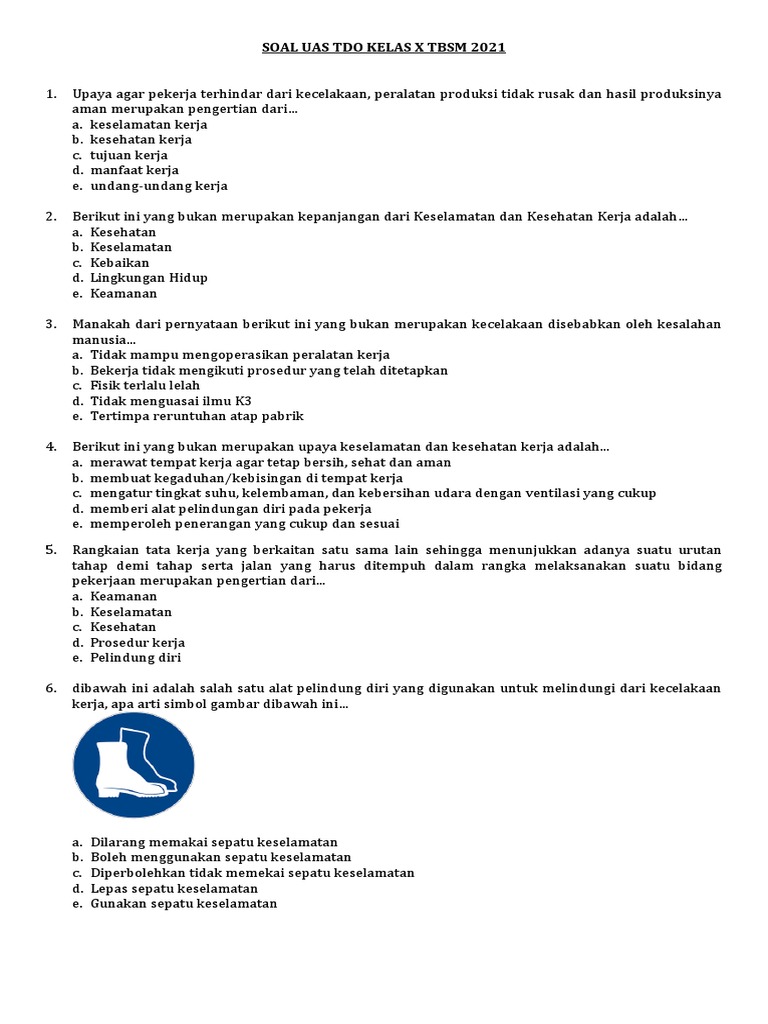 Soal Uas Tdo Kelas X TBSM 2021 | PDF
