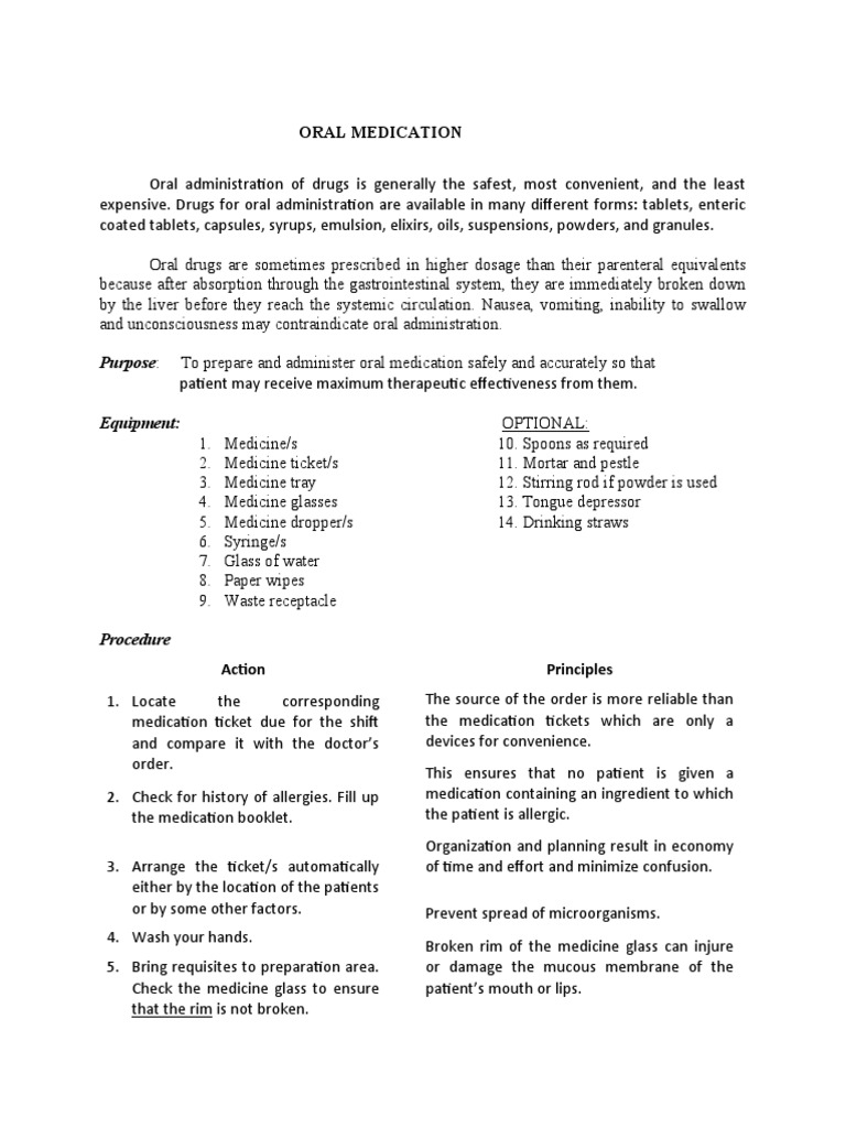 Oral Medication | PDF | Tablet (Pharmacy) | Chemistry