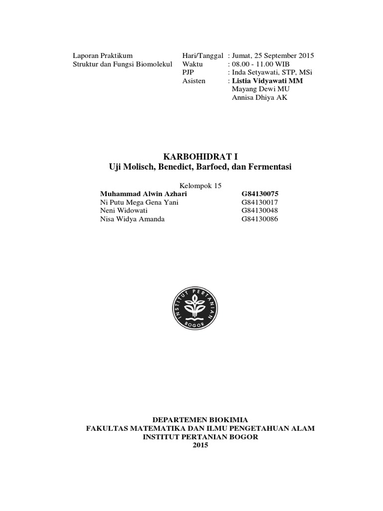 KARBOHIDRAT I Uji Molisch Benedict Barfoed Dan Fermentasi | PDF