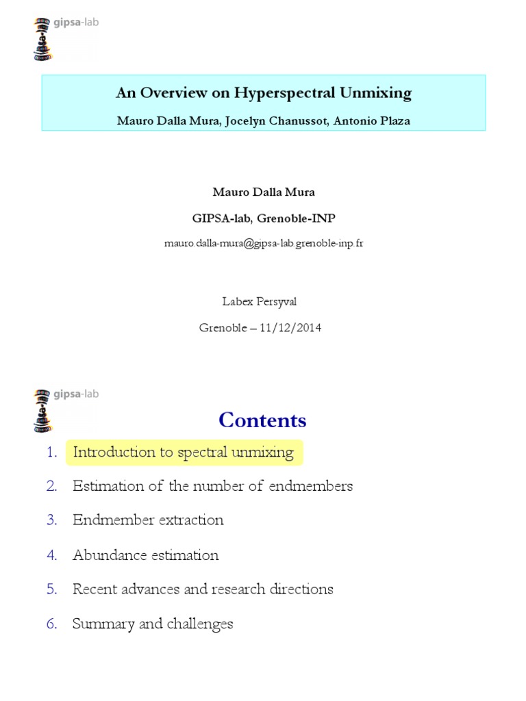 An Overview On Hyperspectral Unmixing | PDF | Least Squares | Estimation Theory