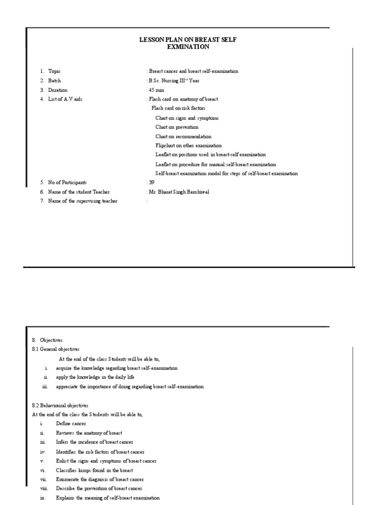 Breast Cancer Lesson Plan | PDF | Breast | Breast Cancer