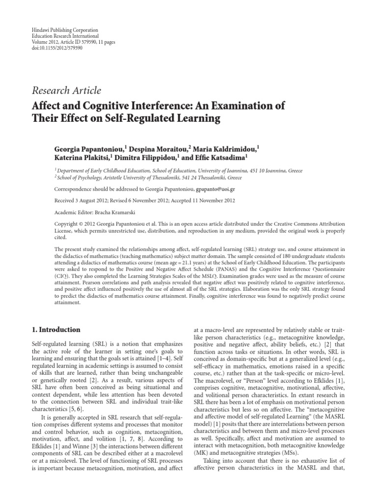 Research Article: Affect and Cognitive Interference: An Examination of ...