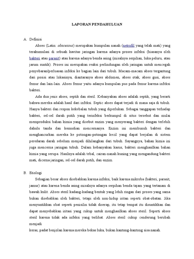 Laporan Pendahuluan Abses Femur | PDF
