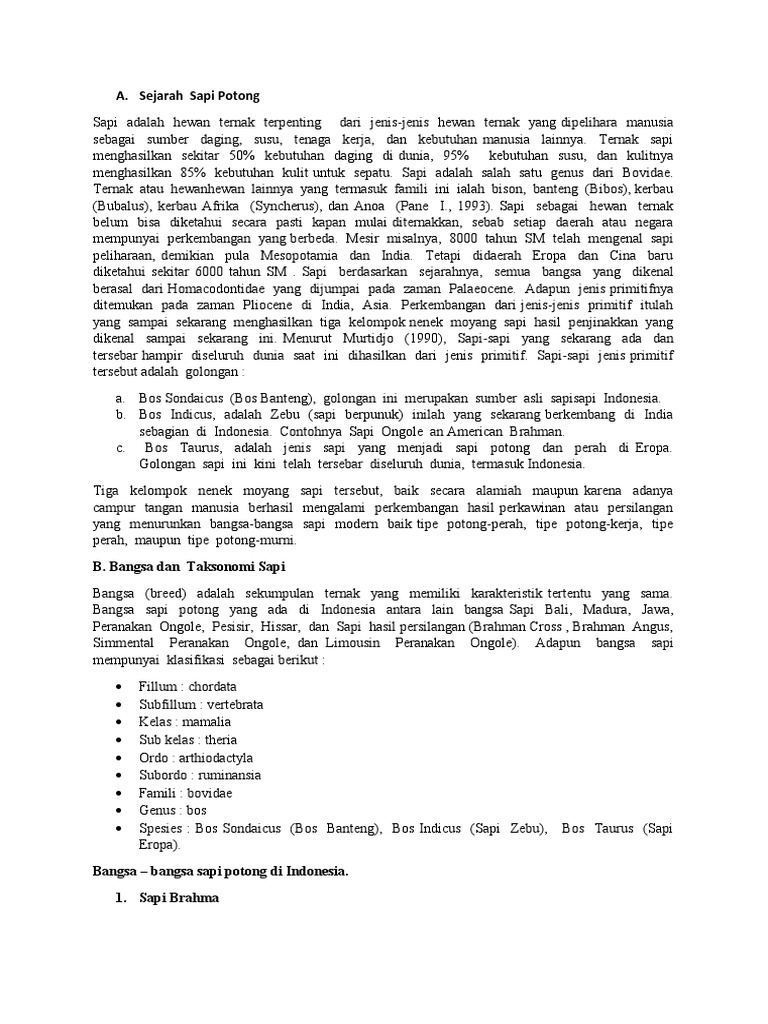 Sejarah, Taksonomi, Dan Jenis Sapi Potong | PDF | Sains & Matematika ...
