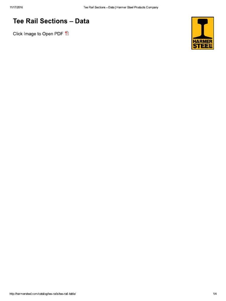 Tee Rail Sections - Data - Harmer Steel Products Company | PDF