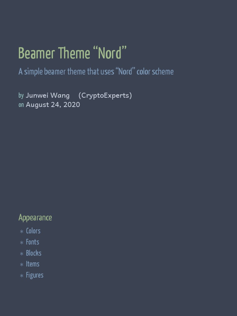 A Simple Beamer Theme That Uses "Nord" Color Scheme | PDF | Typography ...