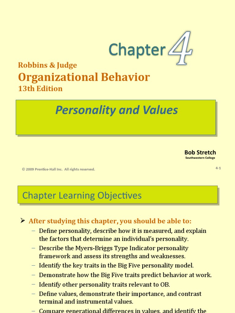 Organizational Behavior: Personality and Values | PDF | Cognition | Behavioural Sciences