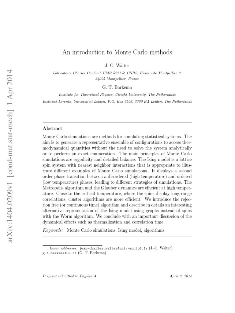 Montecarlo Introduction | PDF | Monte Carlo Method | Markov Chain