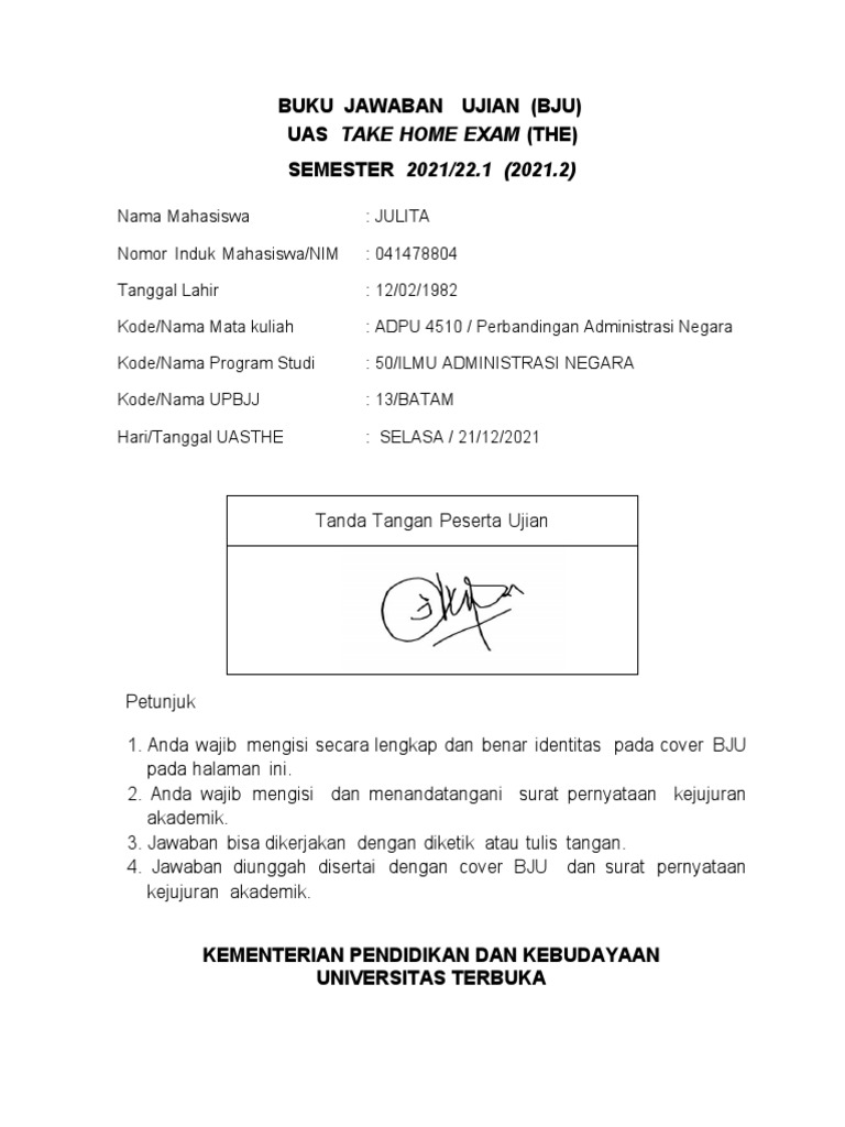 BJU THE UT - 041478804 JULITA - ADPU4510 Perbandingan Administrasi ...