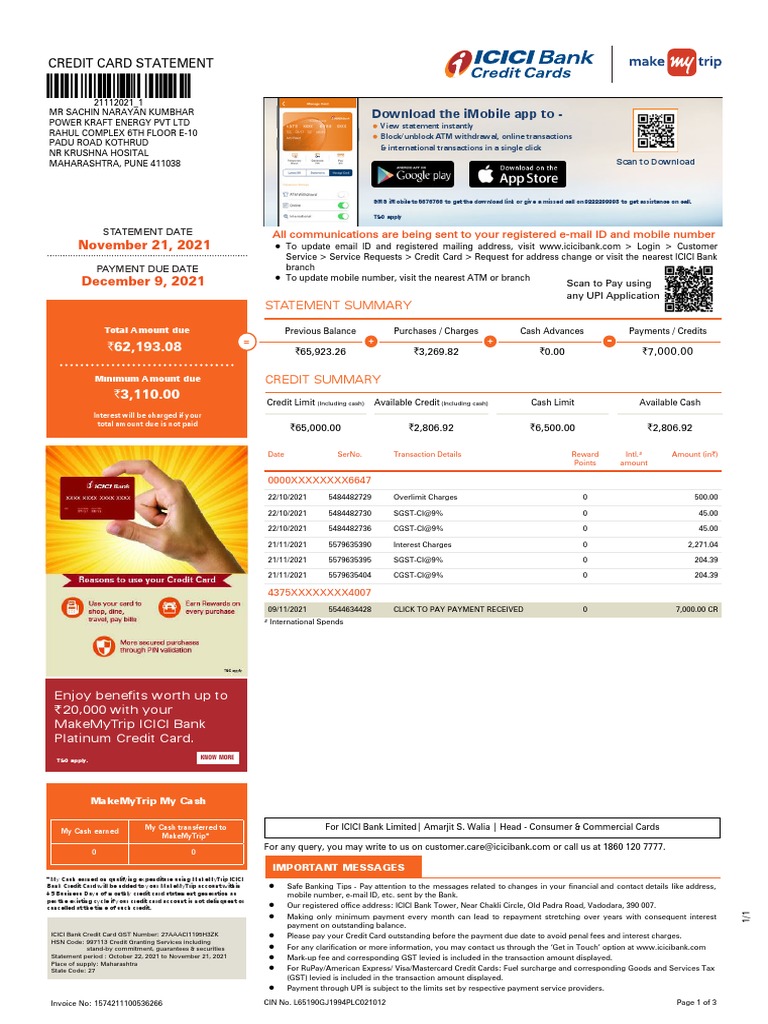 Credit Card Statement | PDF | Credit Card | Finance & Money Management