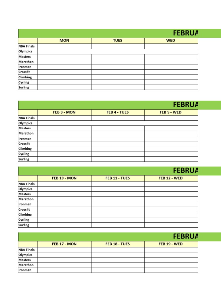 Sports Calendar Template | PDF | Recreation | Sports