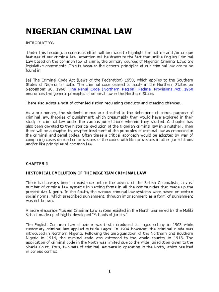 Bar Part 1 Notes Nigerian Criminal Law | PDF | Mens Rea | Crime & Violence