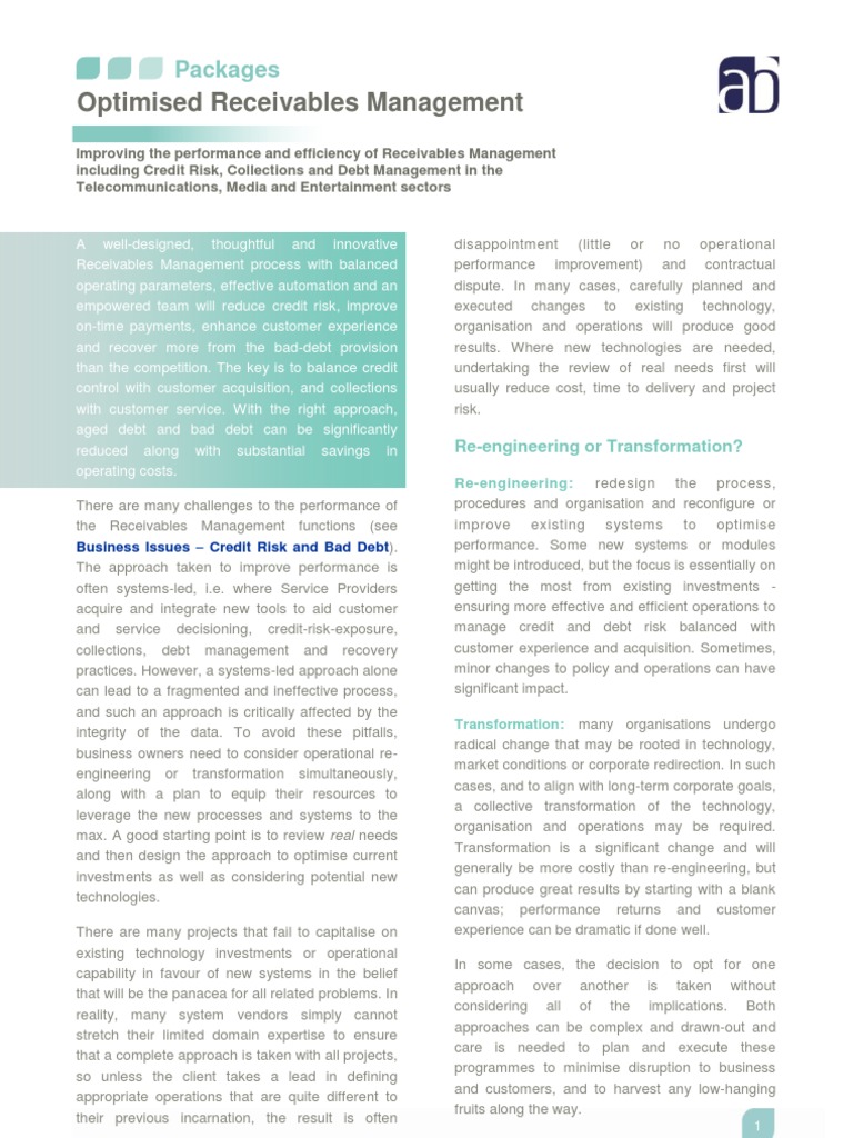 Optimizing Receivables Management Systems | PDF | Business | Risk