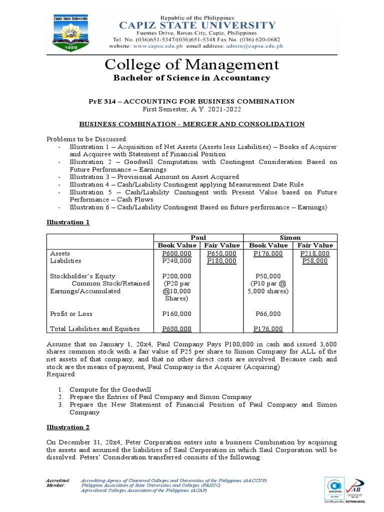 Merger Accounting Solutions and Examples | PDF | Goodwill (Accounting ...