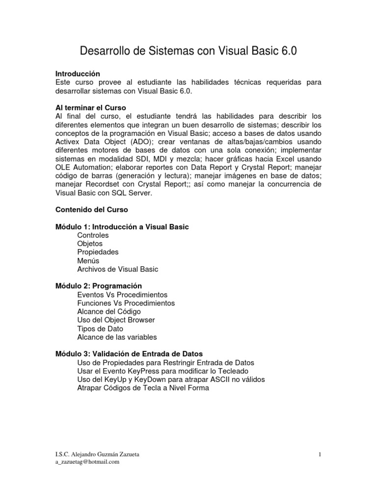 Man Visual Basic 6 | PDF | Active X Data Objects | Objeto (informática)